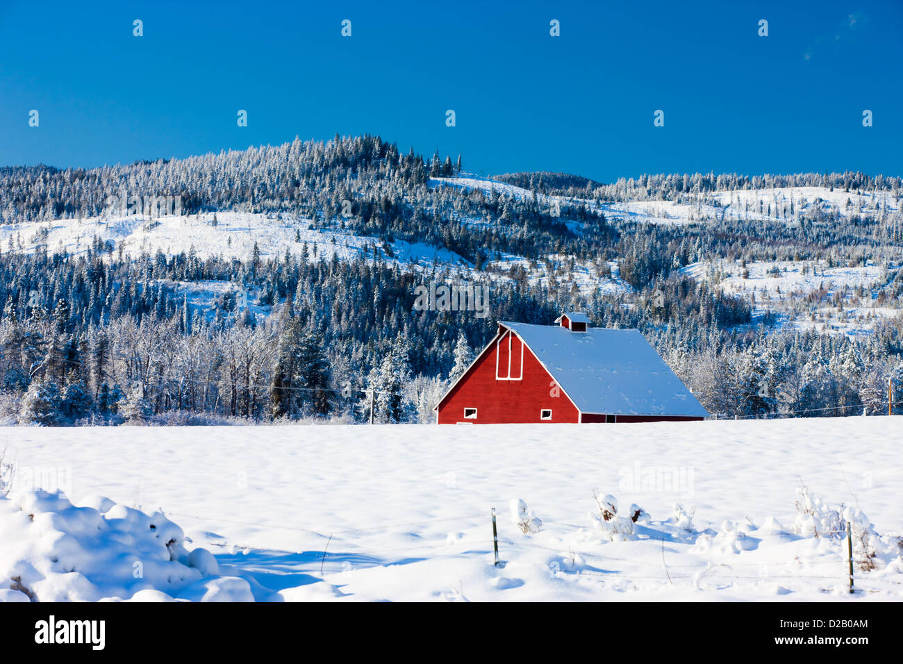 Part of red barn in winter Stock Photo - Alamy