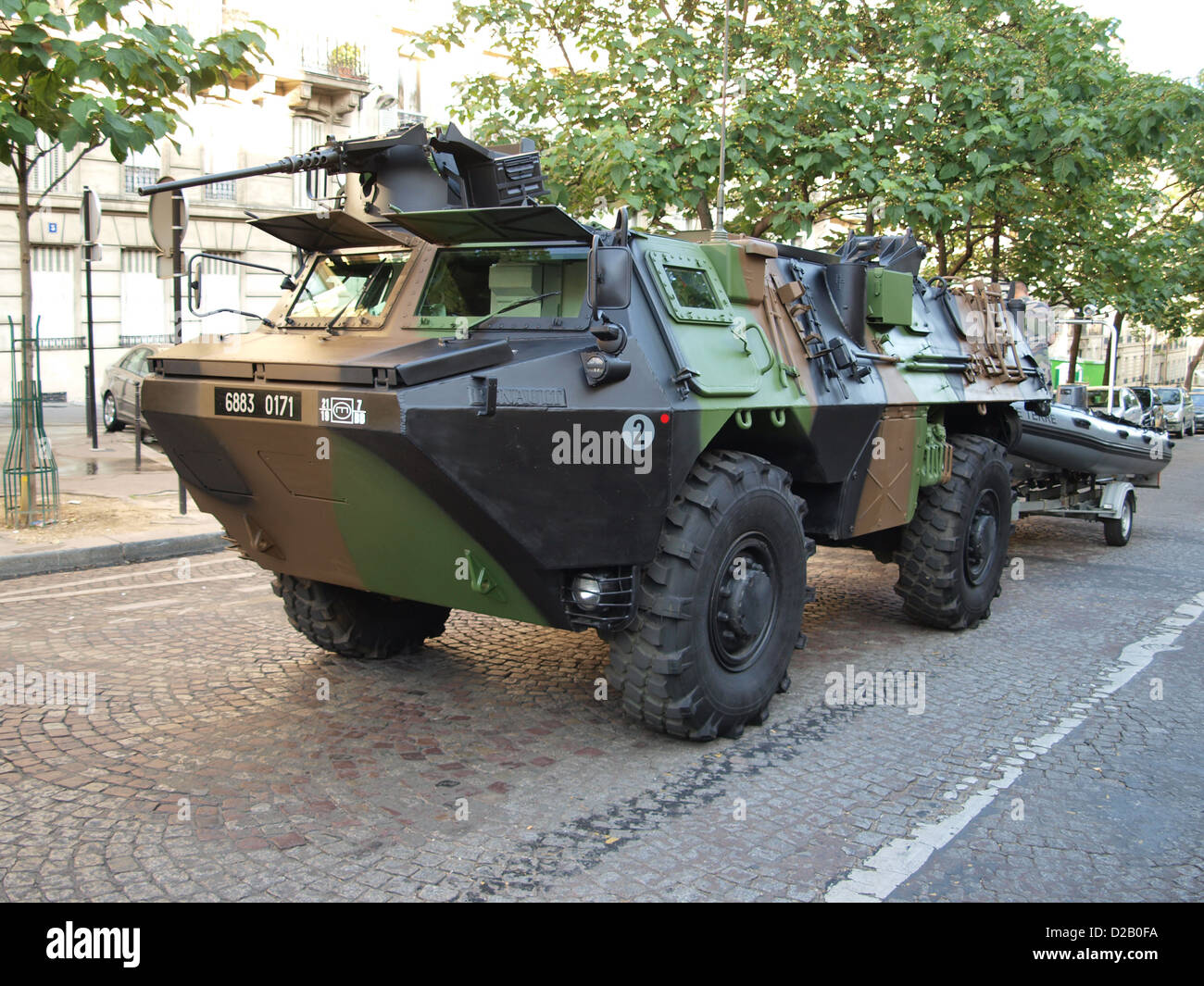 The VAB 4x4 is a French military vehicle showcased in a military parade ...