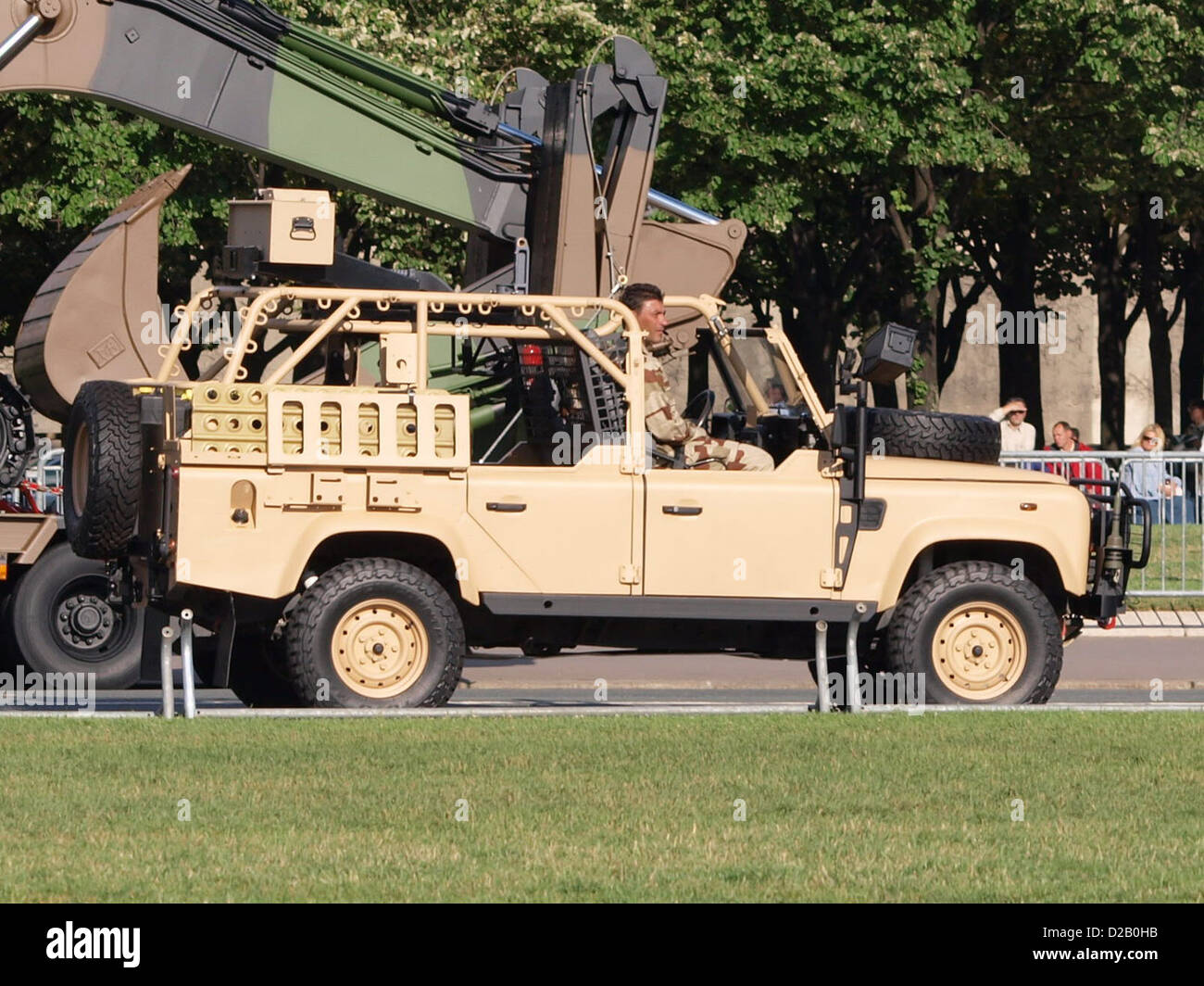 A Land Rover participates in a French military parade along the Champs ...