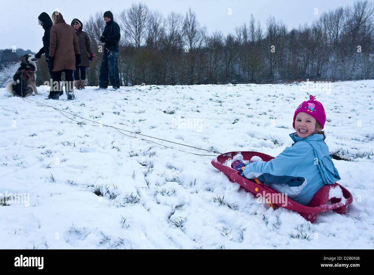 Girl celebrates her birthday sledging on a hill in Reading suburb ...
