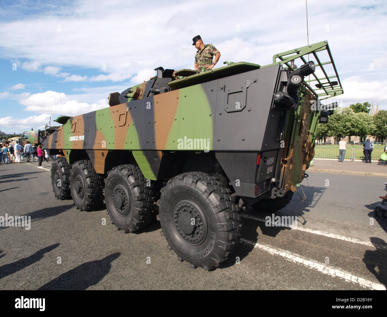 An armored combat vehicle participates in a military parade on the ...