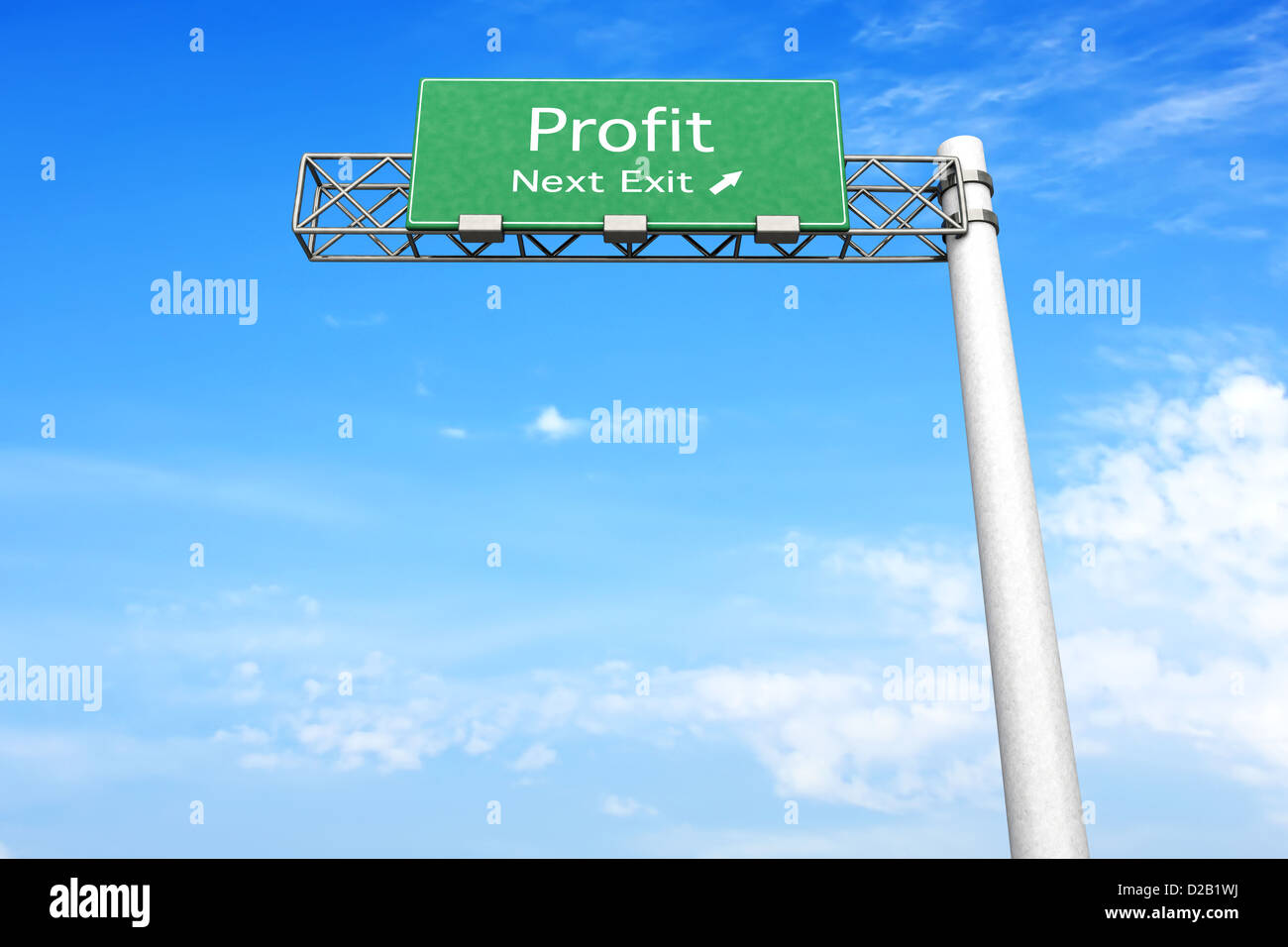 3D rendered Illustration. Highway Sign - Next exit to Profit making ...