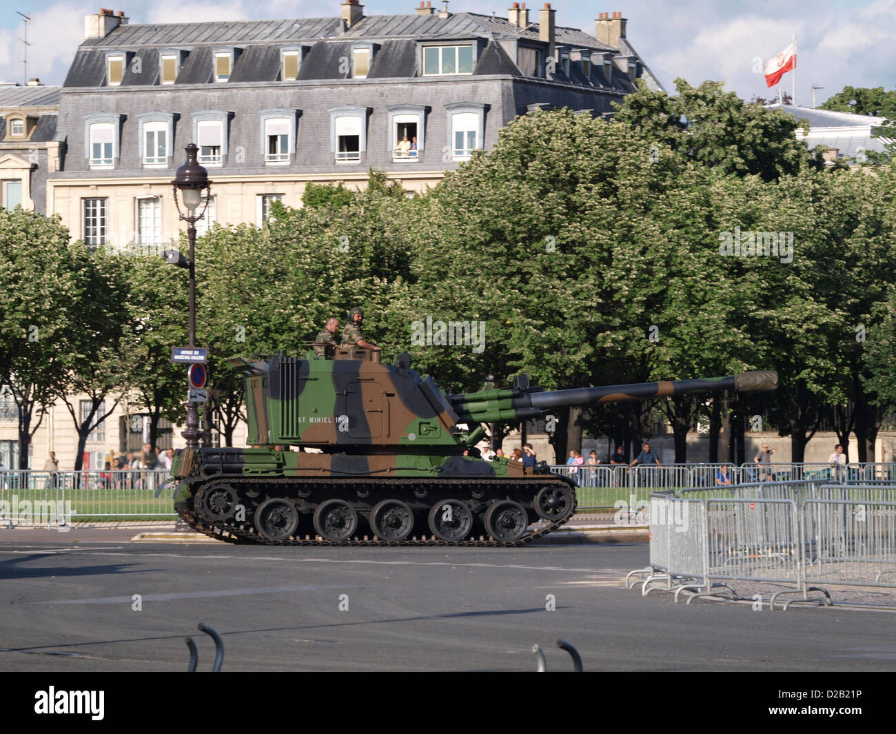 The GCT 155mm AUF1 tank, part of a military parade on the Champs ...