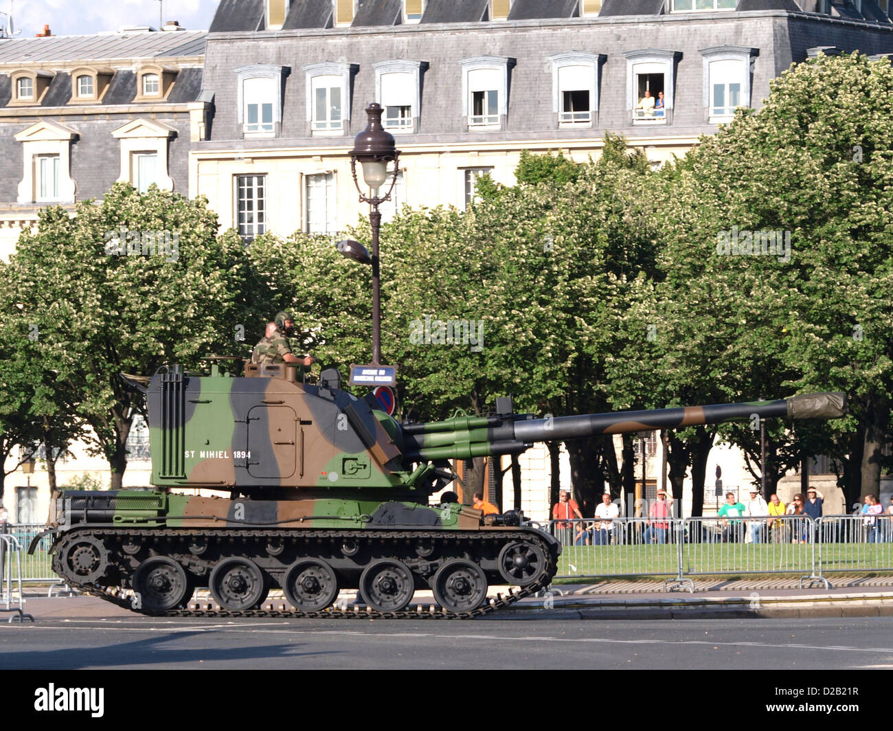 The GCT 155mm AUF1, a French military artillery vehicle, is showcased ...