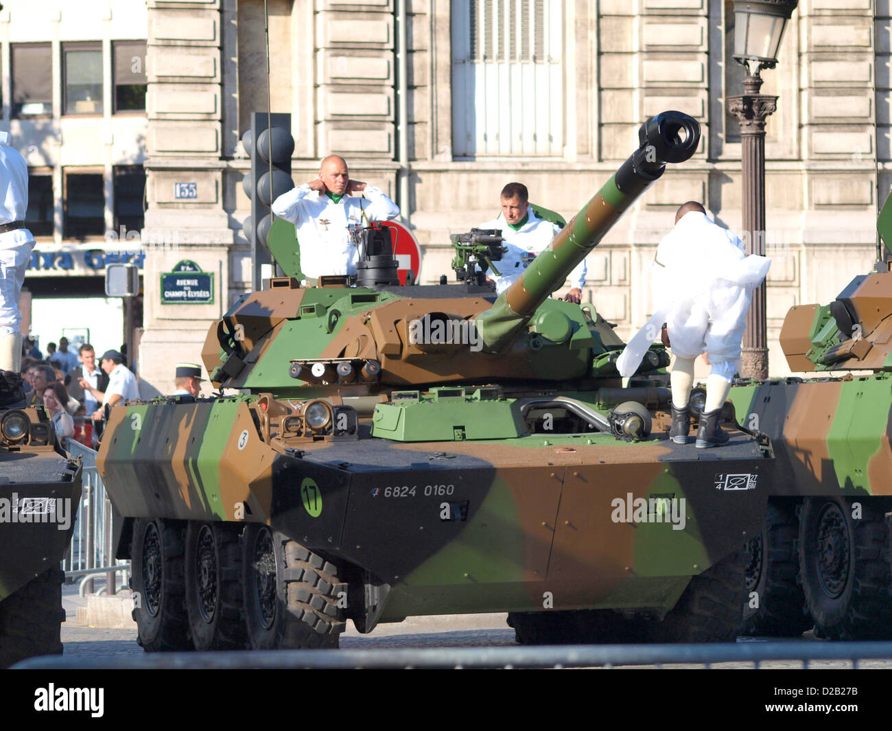 The AMX 10 RC is an armored vehicle seen during a military parade along ...