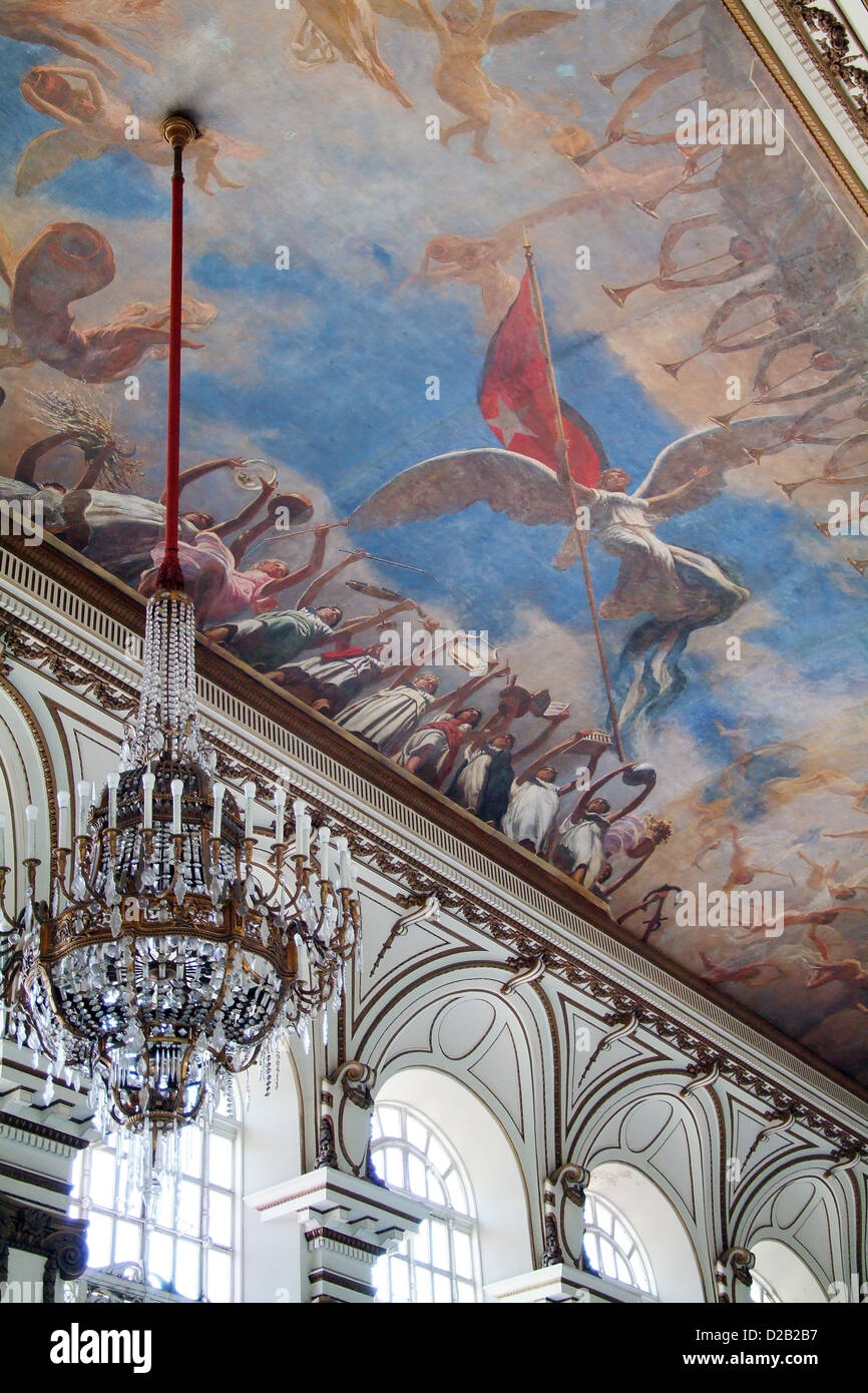 Havana, Cuba, propaganda ceiling fresco in the former presidential ...