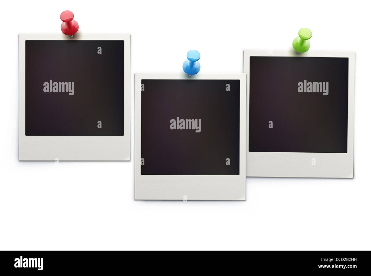three blank retro polaroid photo frames over white background Stock ...