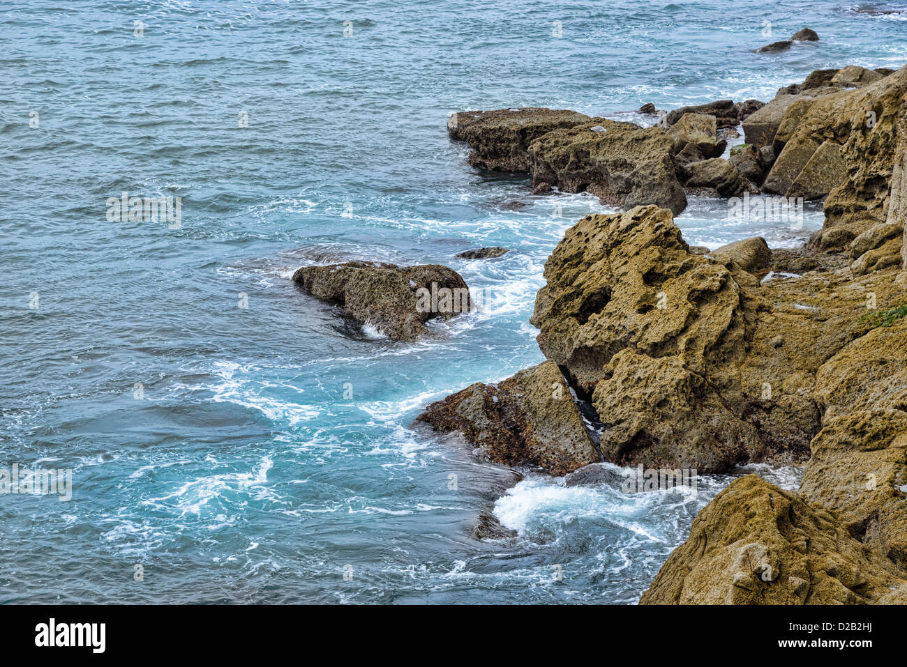Stones and water waves at Donostia port (San Sebastian, Spain Stock ...