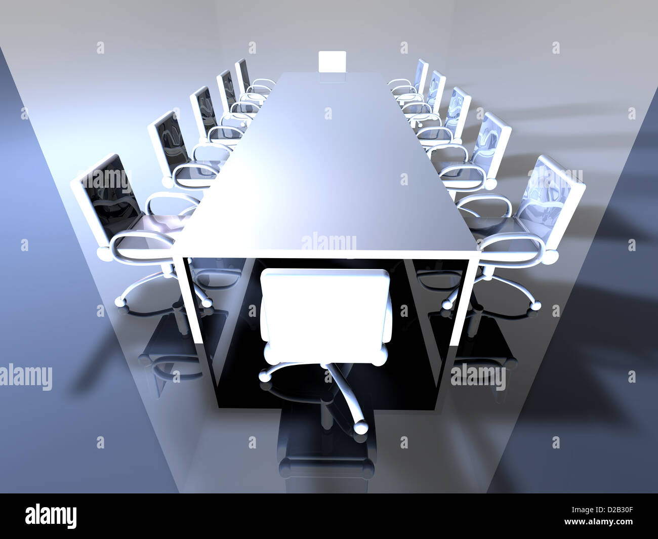 3D rendered Boardroom. Surreal metal Interior Stock Photo - Alamy