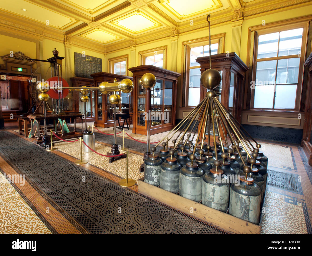 Instruments displayed at the Teylers Museum, featuring a large ...