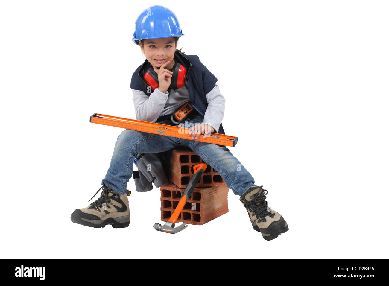 Little girl dressed as mason Stock Photo - Alamy