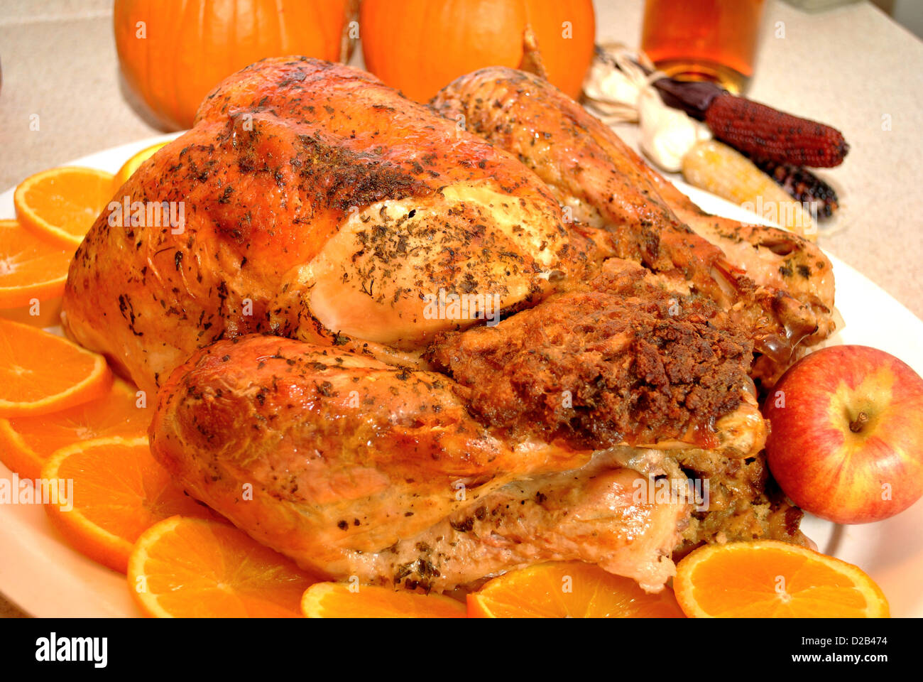 Thanksgiving Turkey with Orange Slices Stock Photo - Alamy
