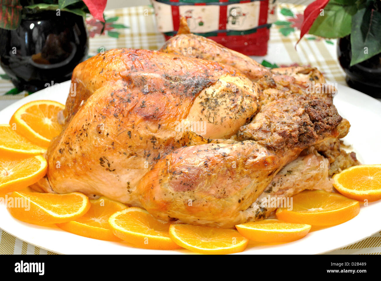 Christmas Turkey with Orange Slices Stock Photo - Alamy