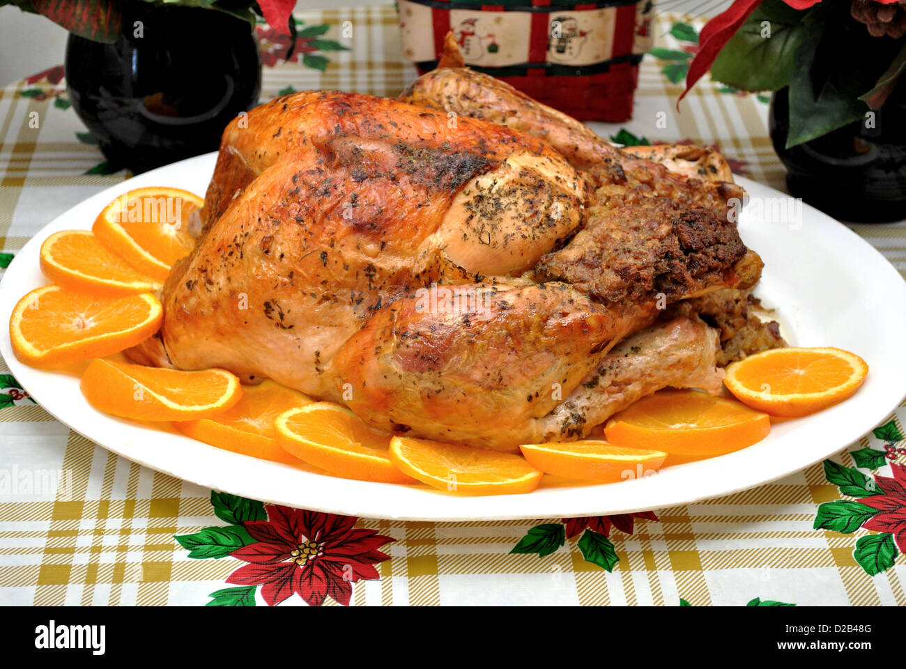 Christmas Turkey with Orange Slices Stock Photo - Alamy