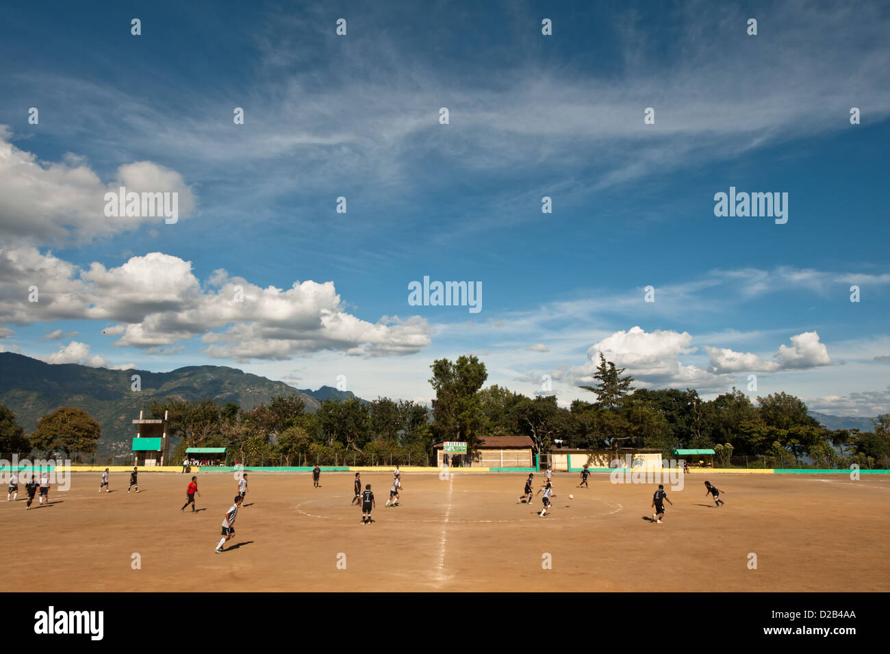 This is an image of local soccer players in San Pedro La Laguna in ...