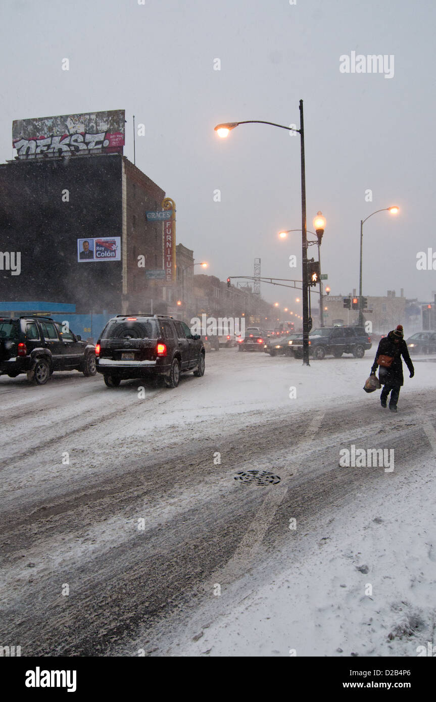 CHICAGO - FEB 1: A massive winter storm arrives on February 1, 2011 in ...