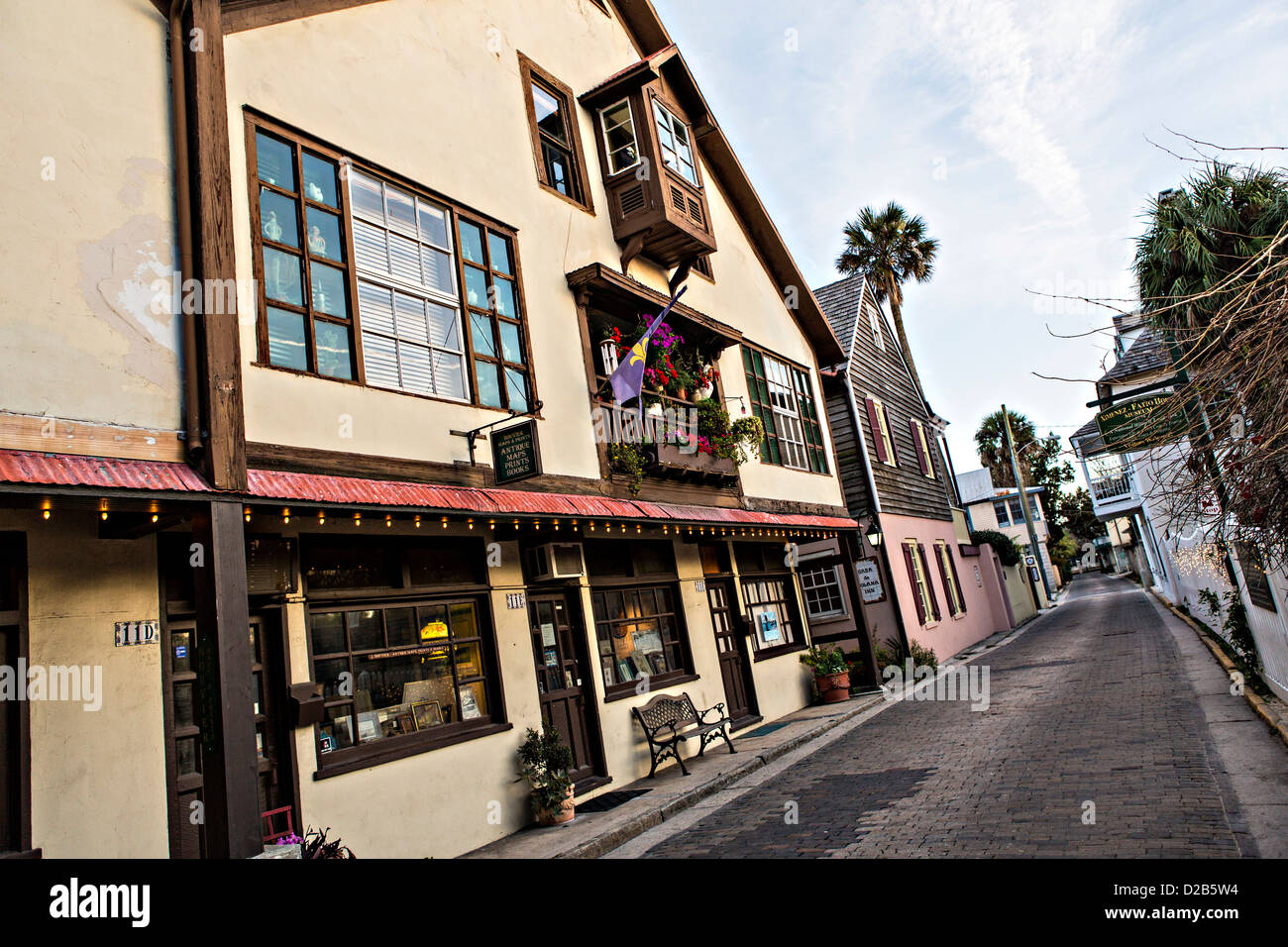 Aviles Street in the historic district in St. Augustine, Florida. St ...