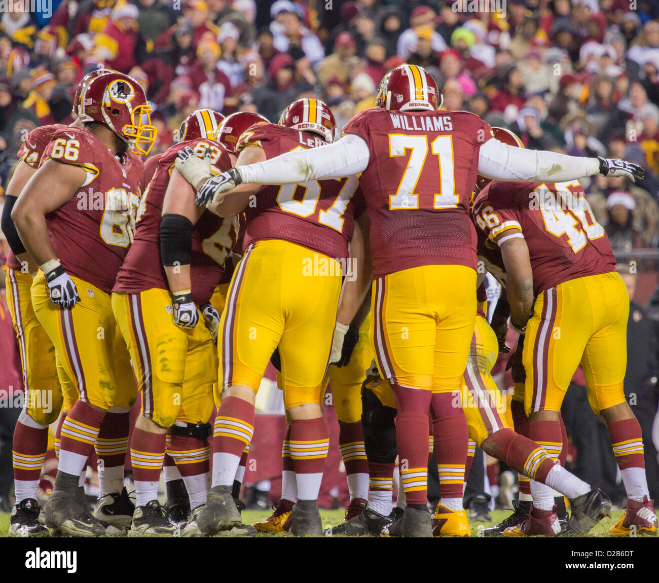 December 30th 2012, Trent Williams Stretches out his huge arms across ...