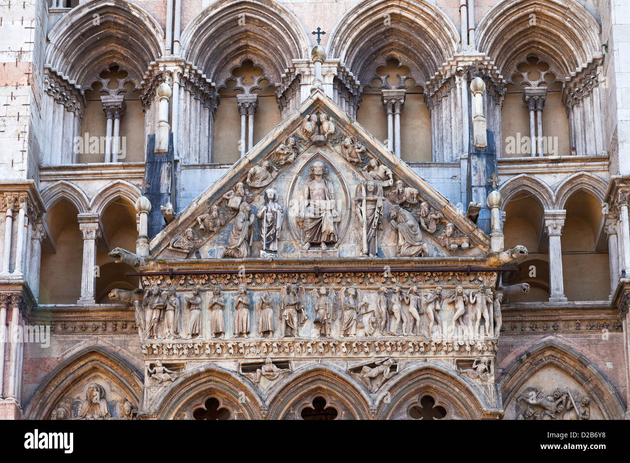 detail of facade of Ferrara Cathedral, Italy Stock Photo - Alamy