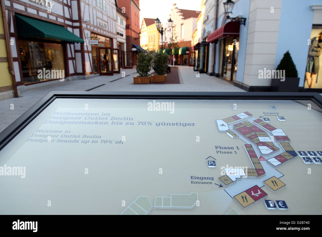 Wustermark, Germany, information board in B5 Designer Outlet Center ...