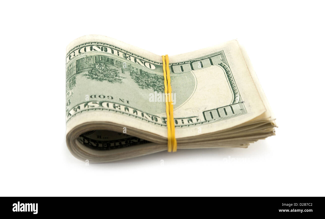 some hundreds US dollars on a white background Stock Photo - Alamy