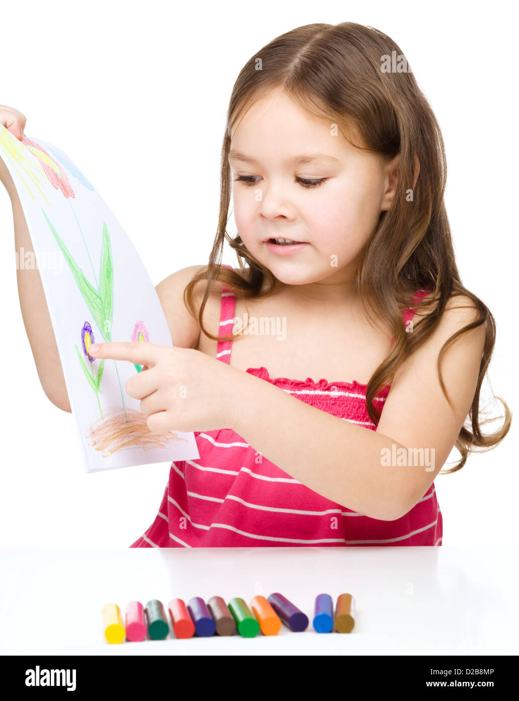 Young child drawing with crayons Cut Out Stock Images & Pictures - Alamy