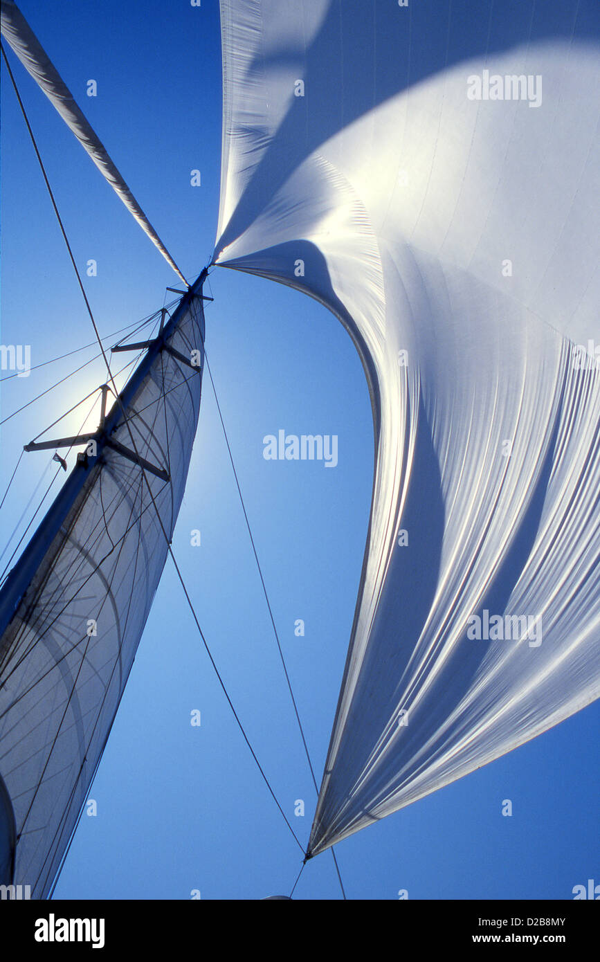 Aegean, Greece, gennaker sailing a catamaran Stock Photo - Alamy