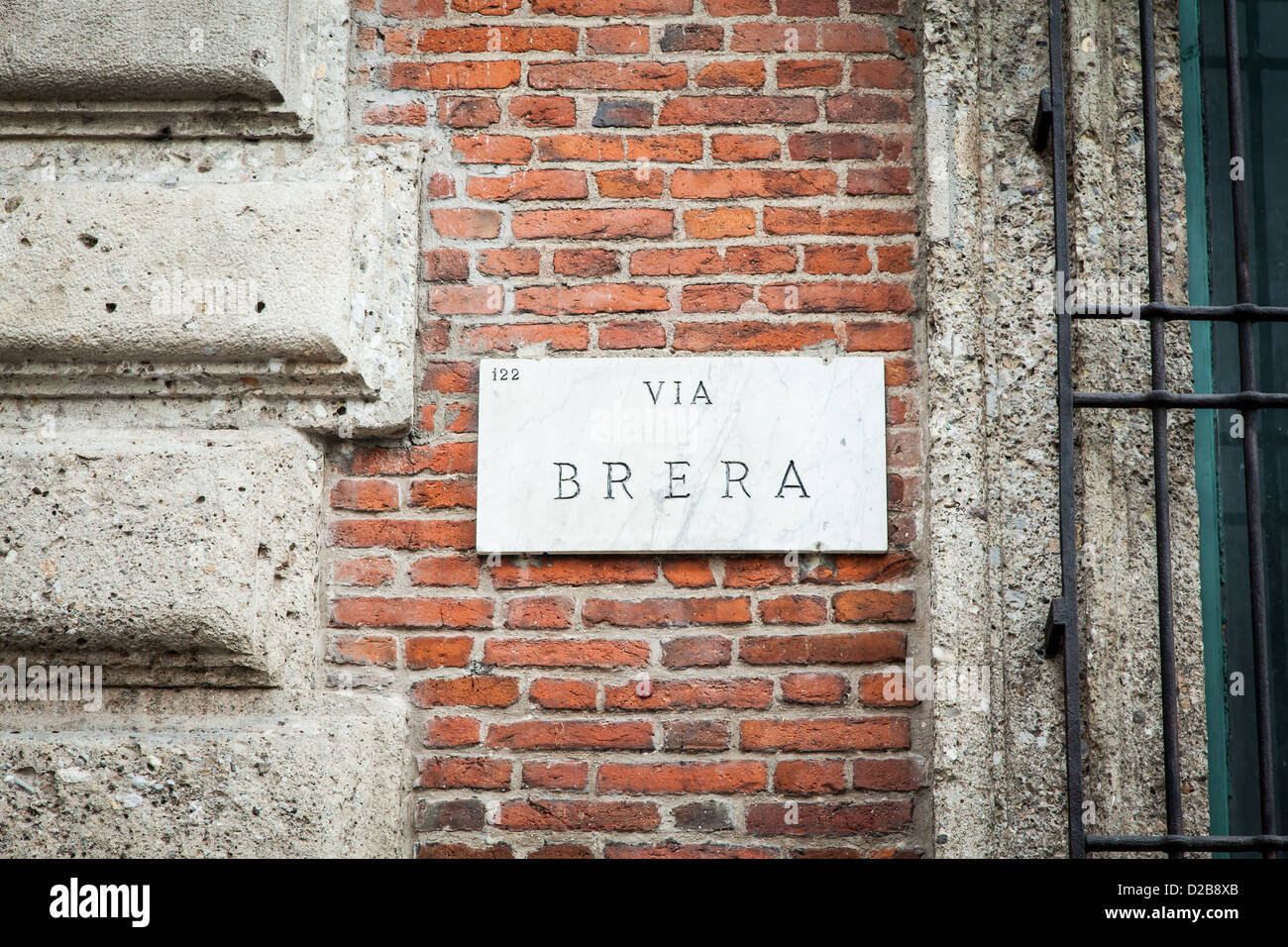 Milano, Italy. Street sign of the famous Breara area, location of ...