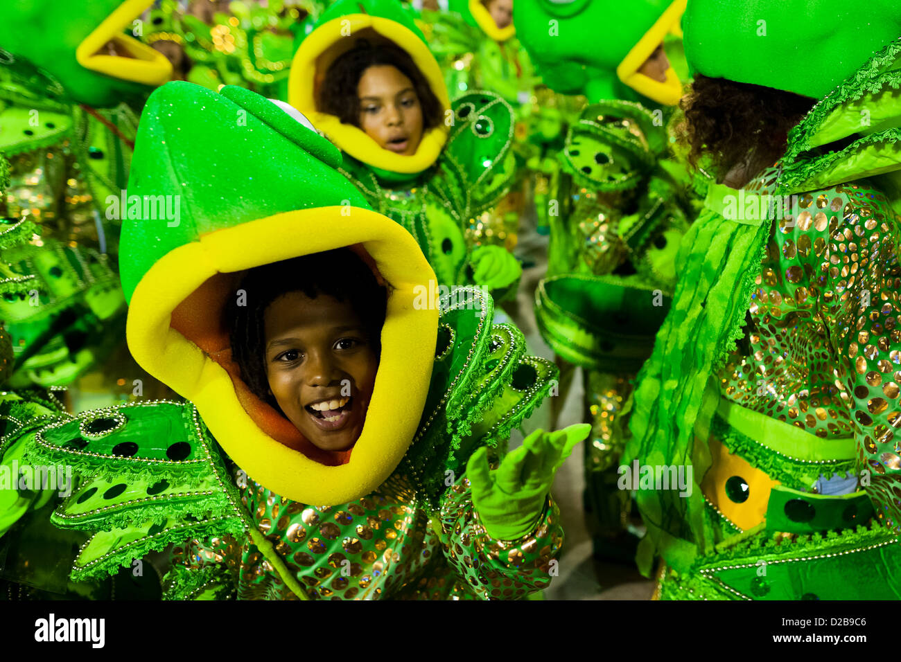 Samba school dancers perform during the Carnival Access Group parade at ...