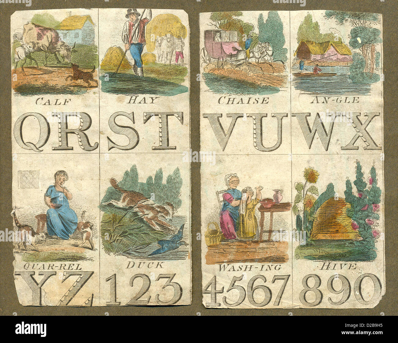 Two pages of children's teaching alphabet Stock Photo - Alamy