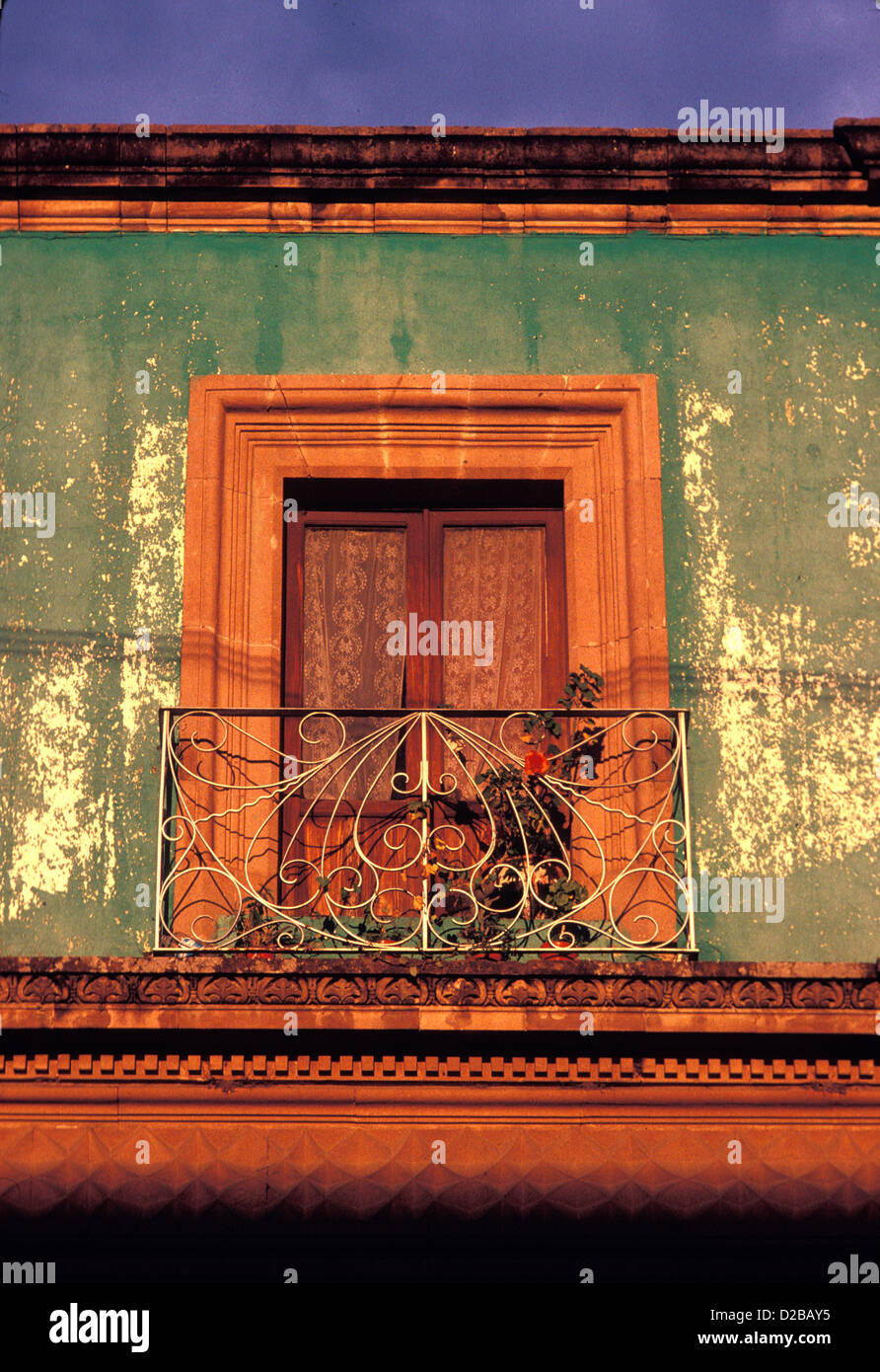 Mexico, Oaxaca. Window And Balcony Stock Photo - Alamy