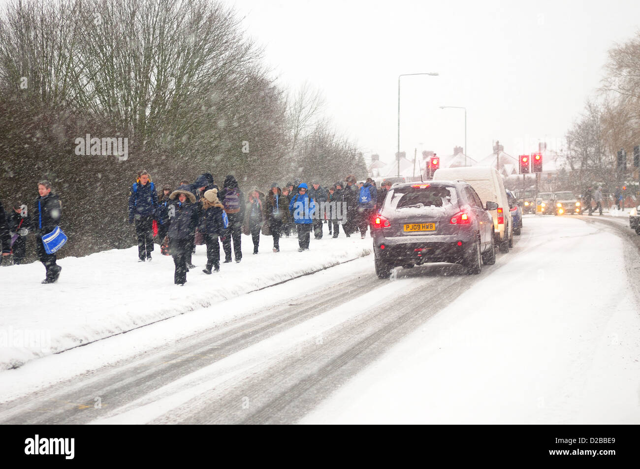 School Children Leaving during Blizzard Stock Photo - Alamy