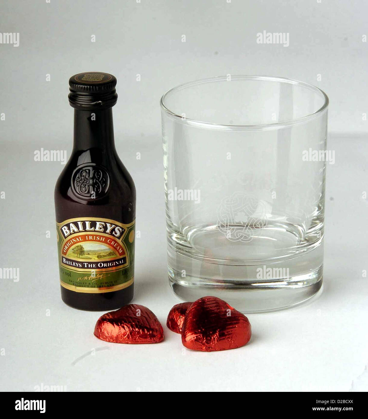 small bottle of baileys with chocolates Stock Photo - Alamy