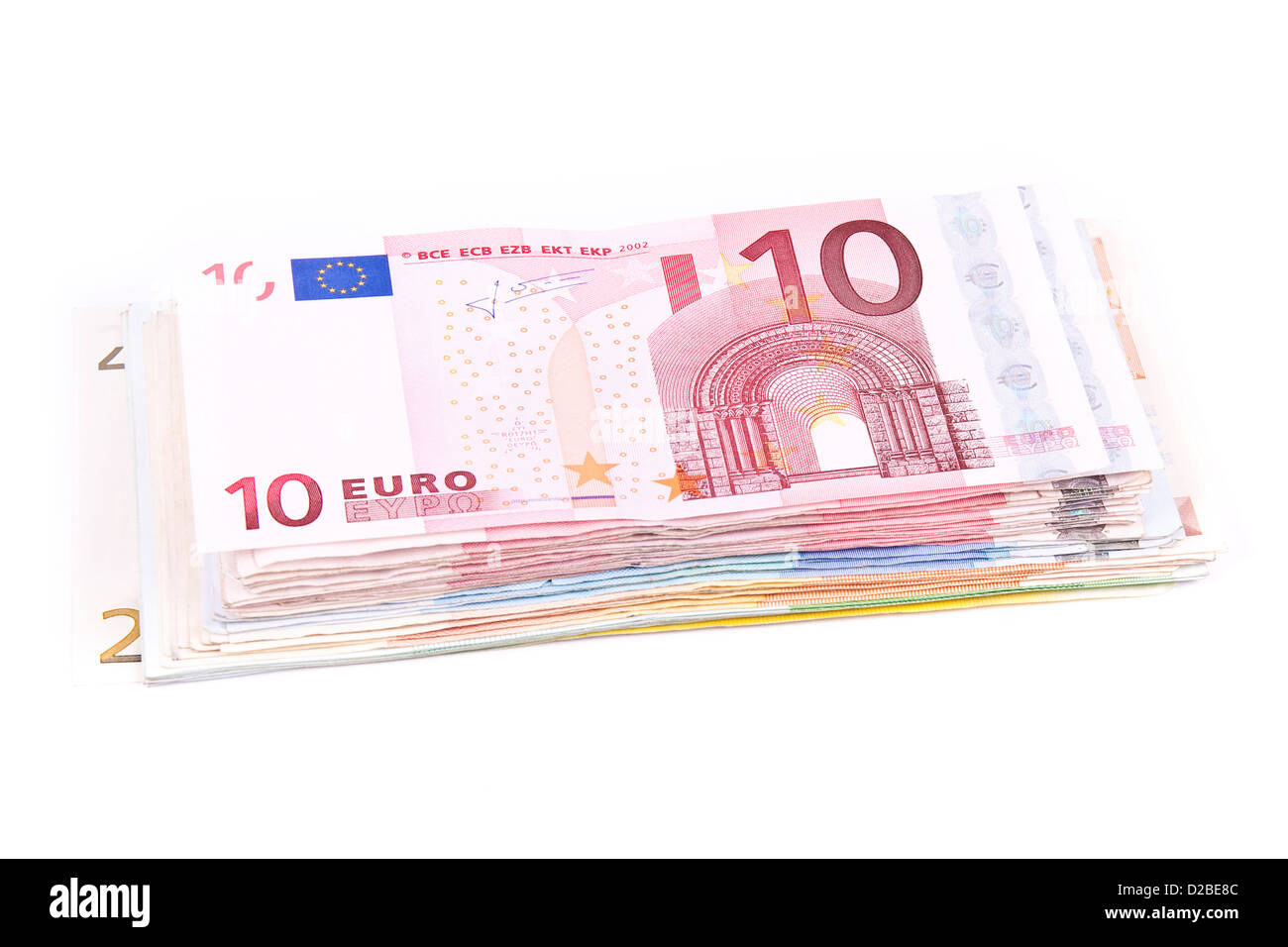 Different euro banknotes on a white background Stock Photo - Alamy