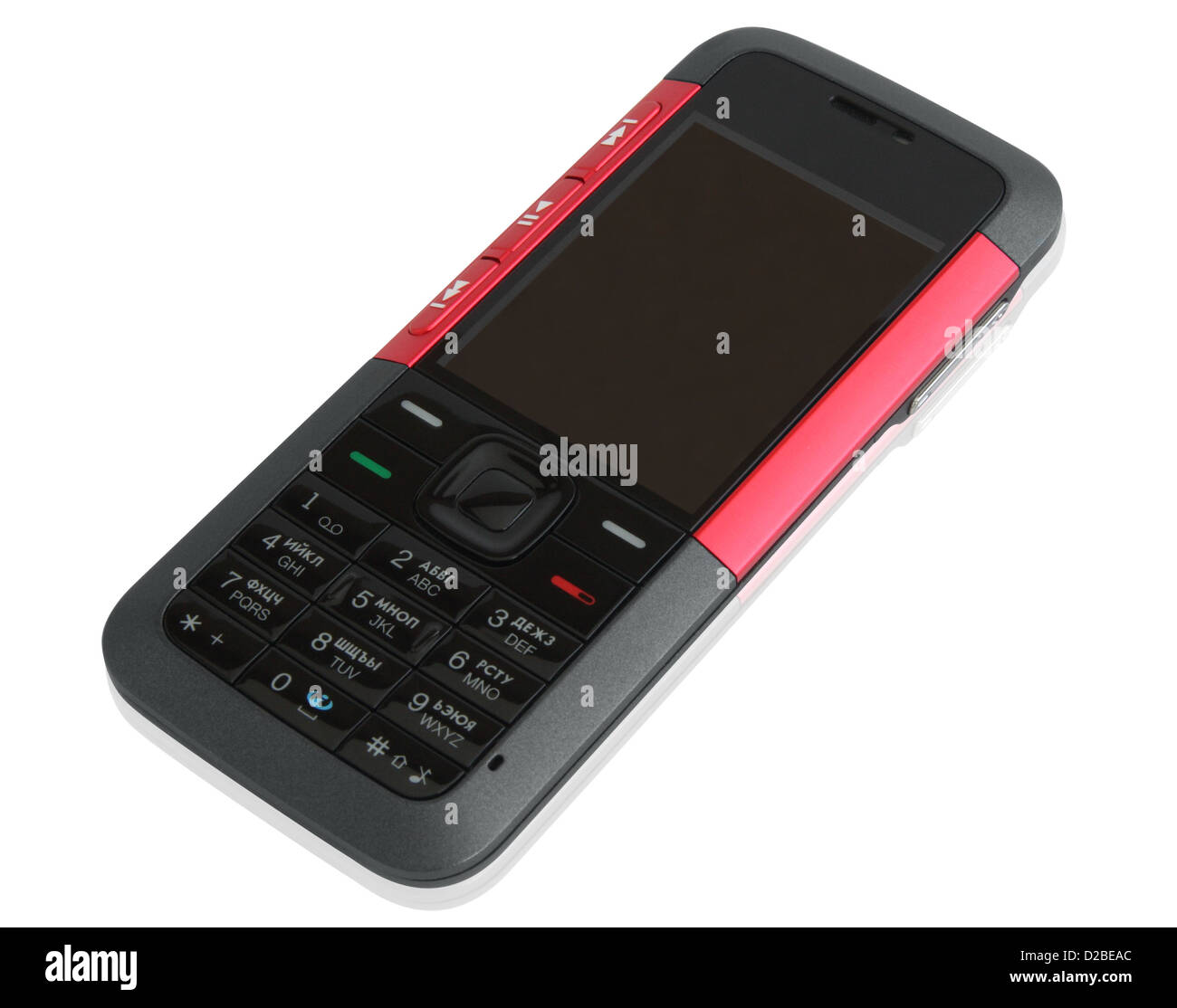 Modern mobile phone with reflection isolated on white background Stock ...