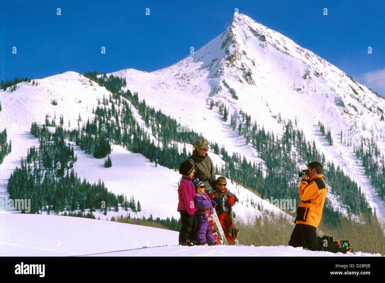 Colorado. Crested Butte. Family On Cinnamon Mountain Road Stock Photo ...