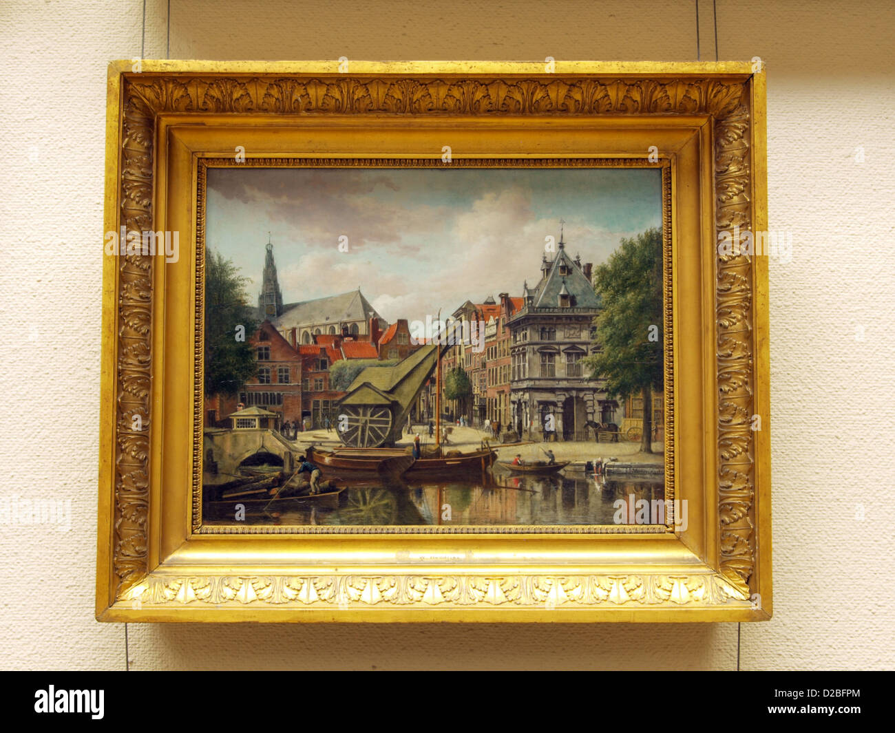 The painting 'Damstraat De Waag' by Wybrand Hendriks, created between ...
