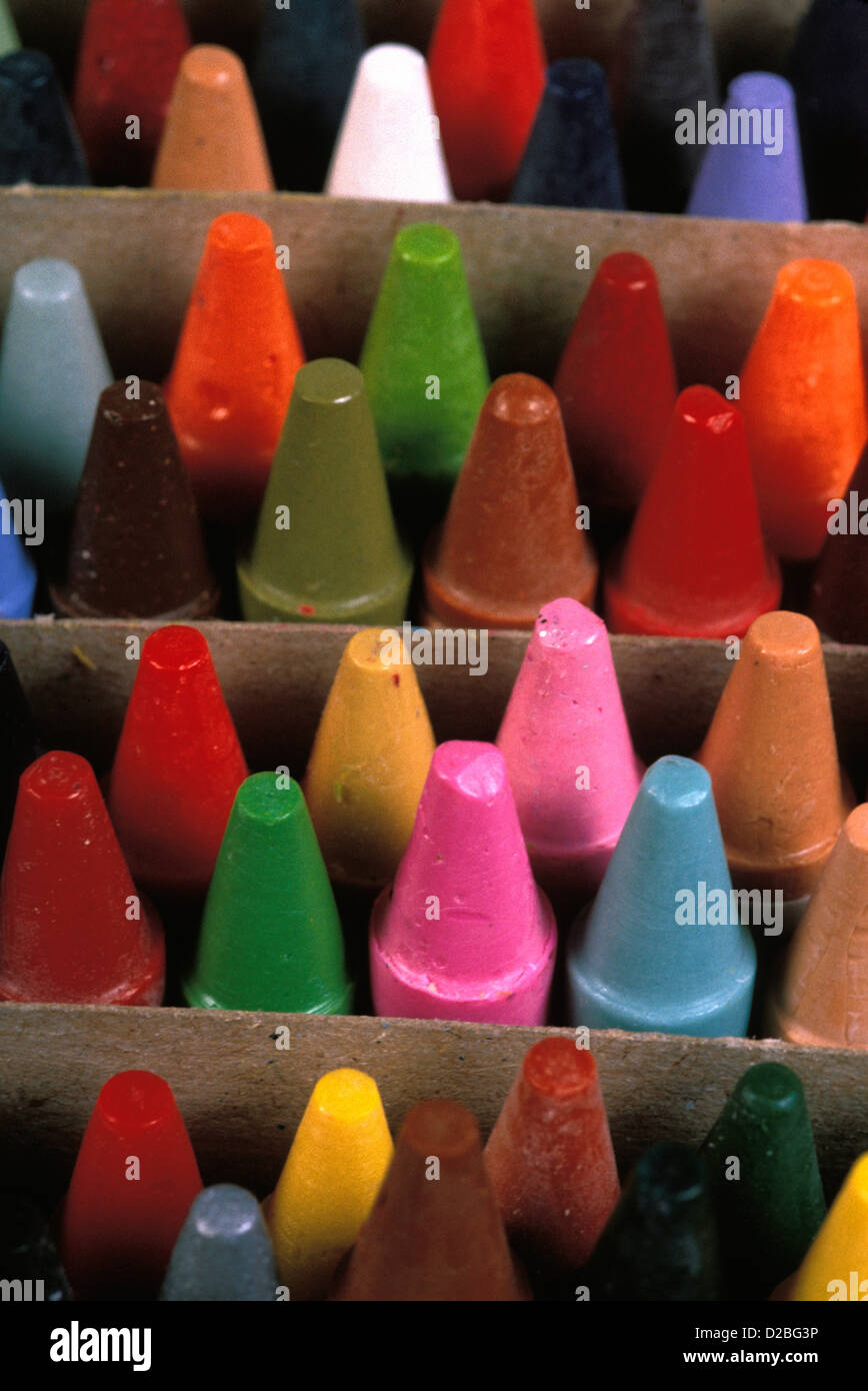 Box Of Crayons, Close Up Of Tips Stock Photo - Alamy