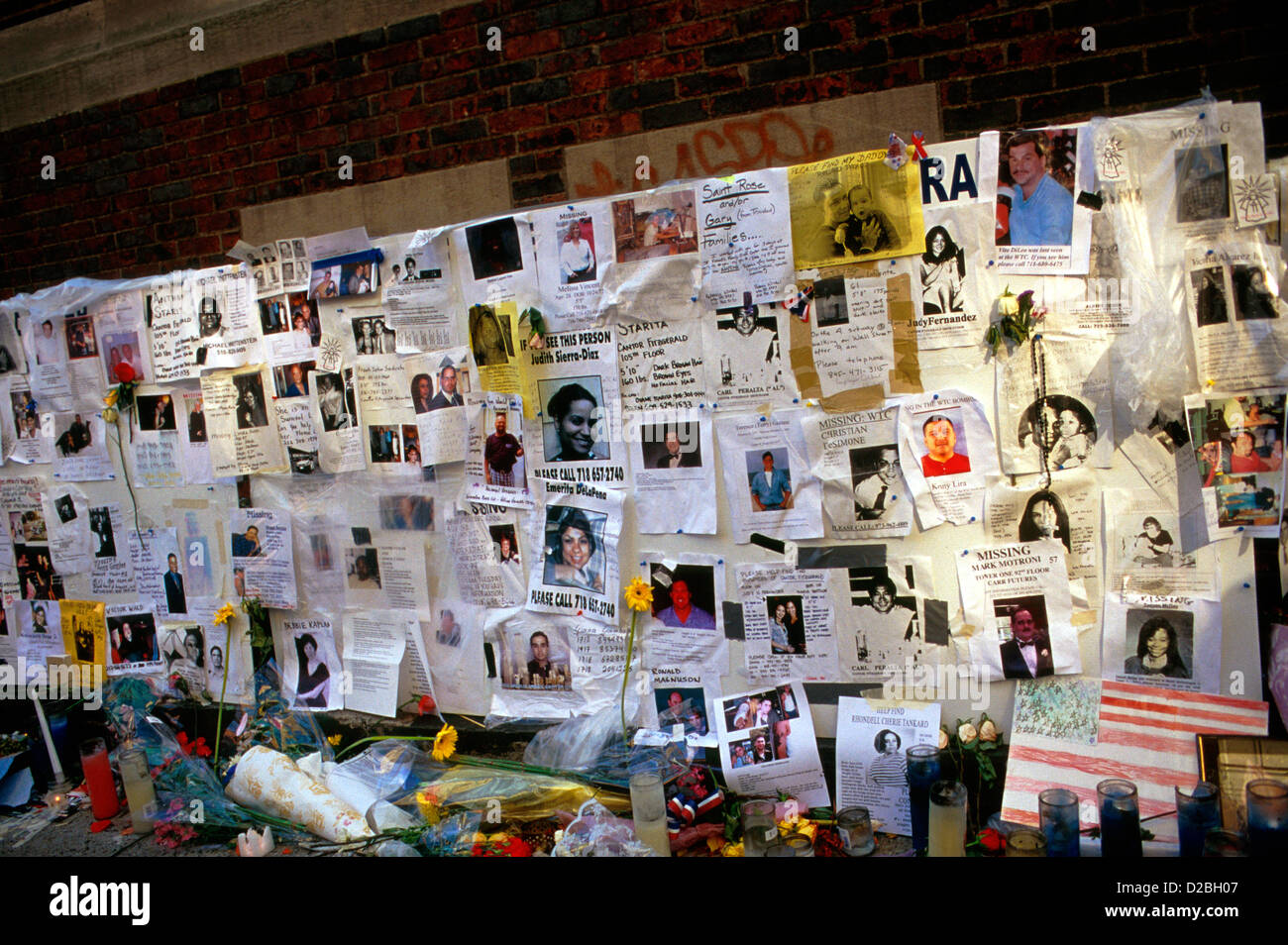 New York City, 9/11/2001. Wall Of Photos Of Missing Persons Following ...