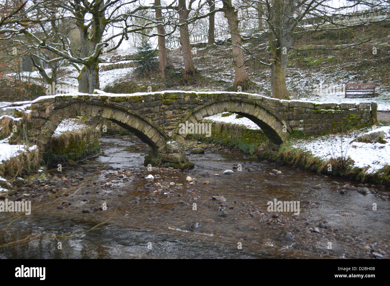 The Hamlet of Wycoller in winter near the Bronte Way with The Packhorse ...