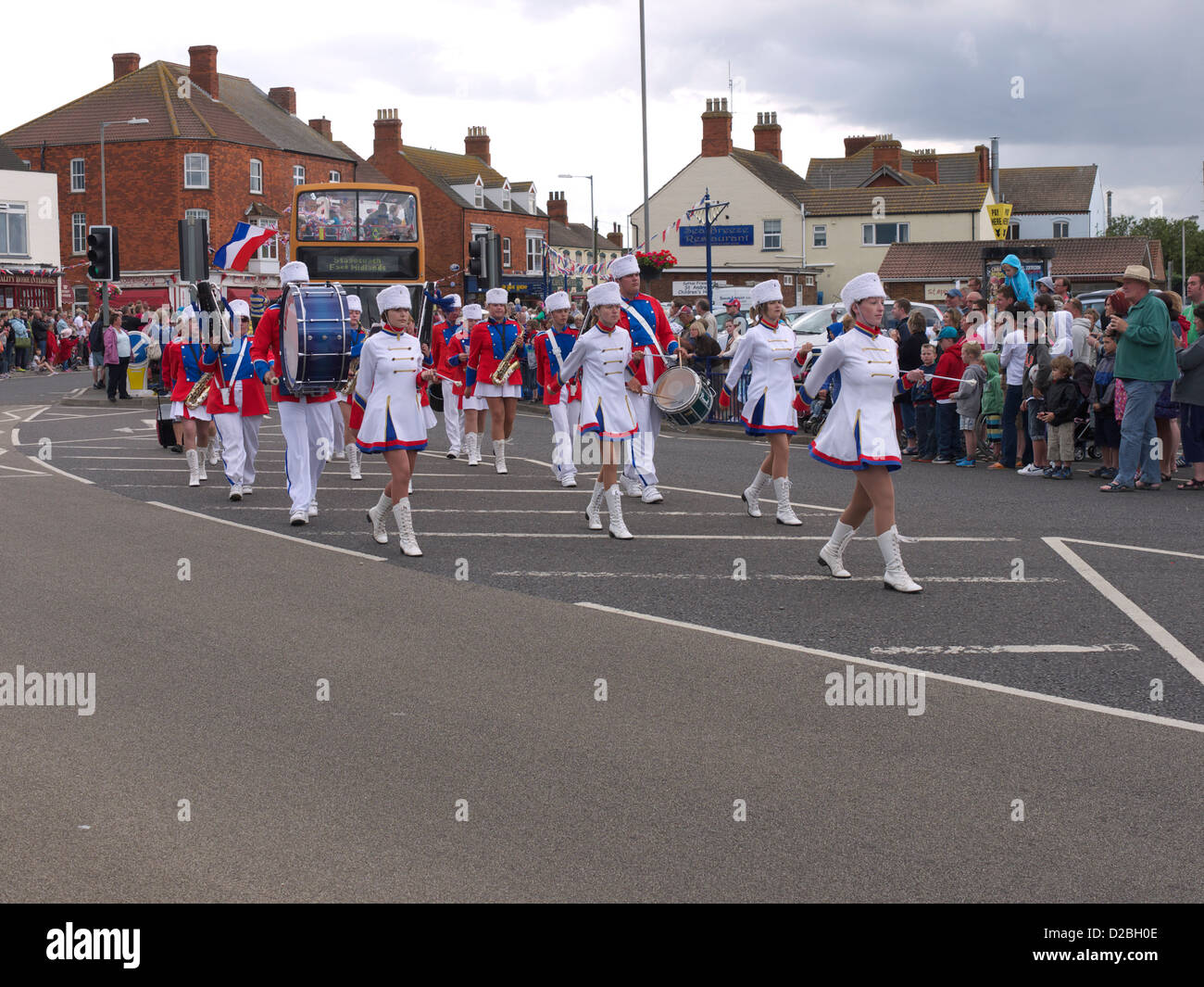 Marching band part of Sutton on Sea carnival parade august 2012 Stock ...