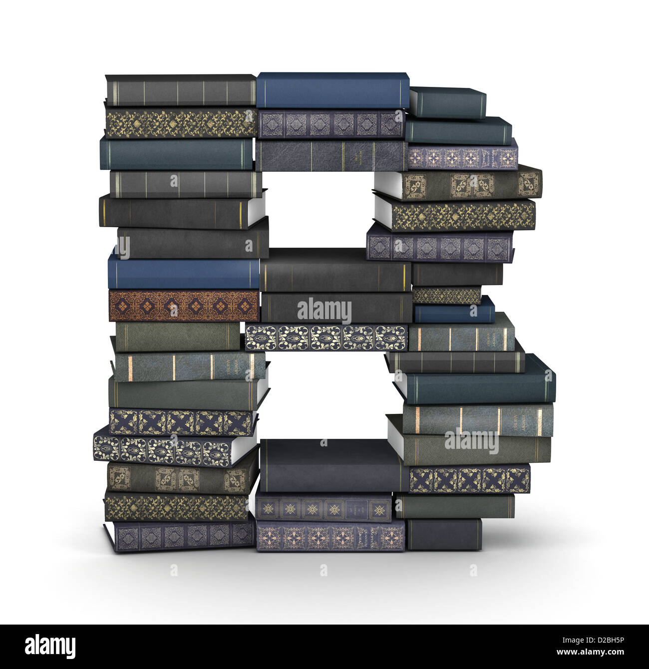 Letter ,B stacked from many books in pile Stock Photo - Alamy