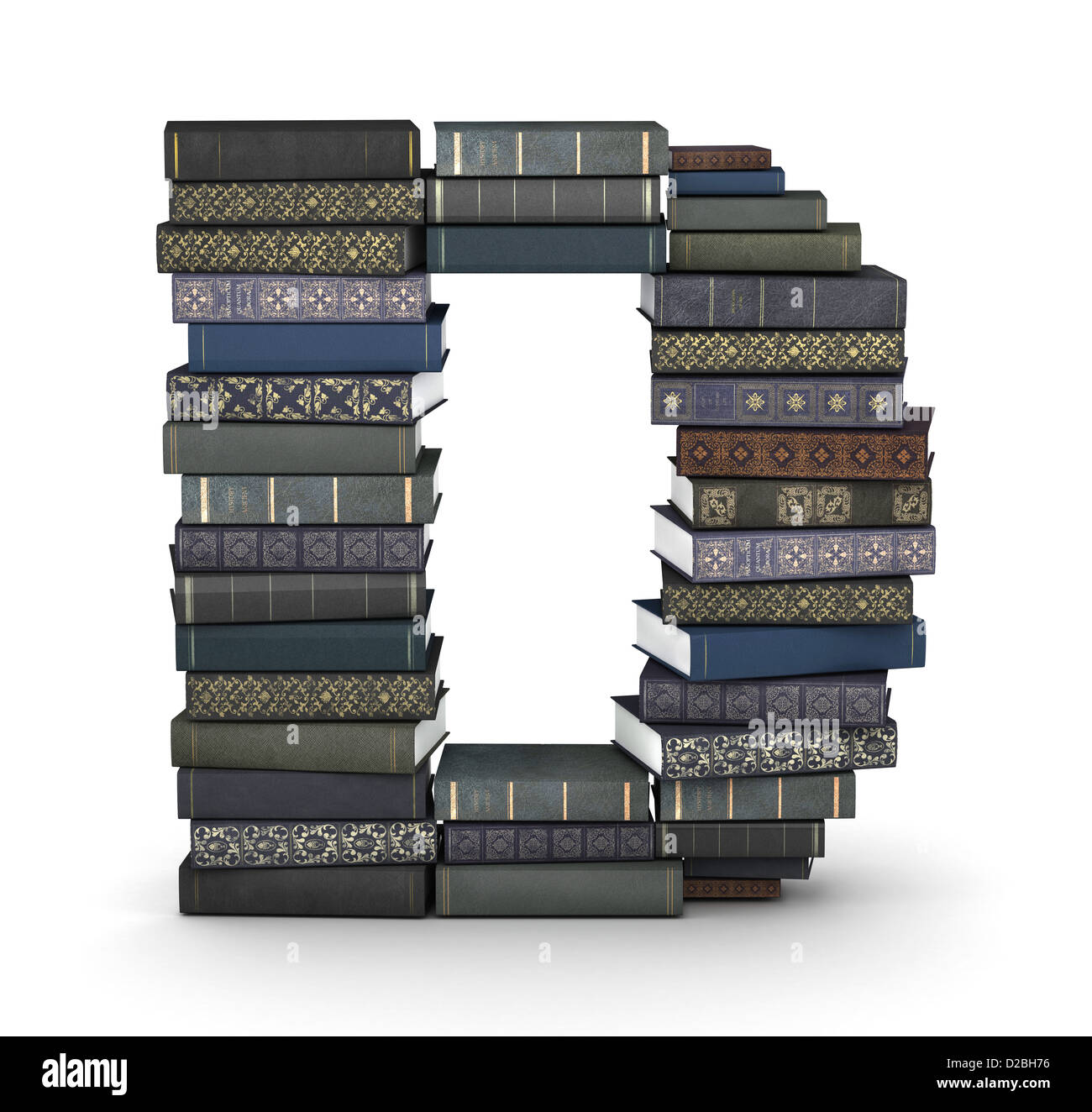 Letter D, stacked from many books in pile Stock Photo - Alamy
