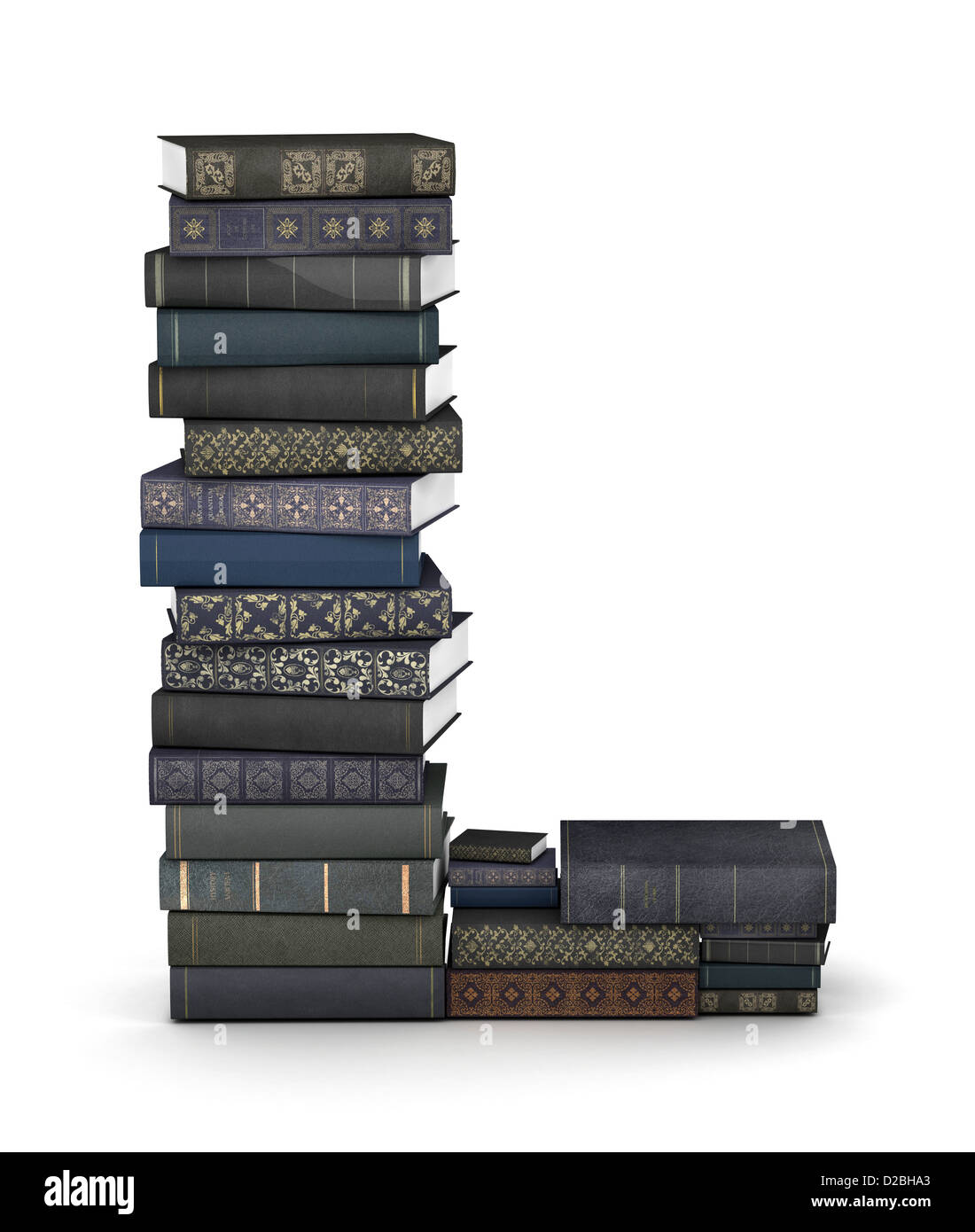 Letter L, stacked from many books in pile Stock Photo - Alamy