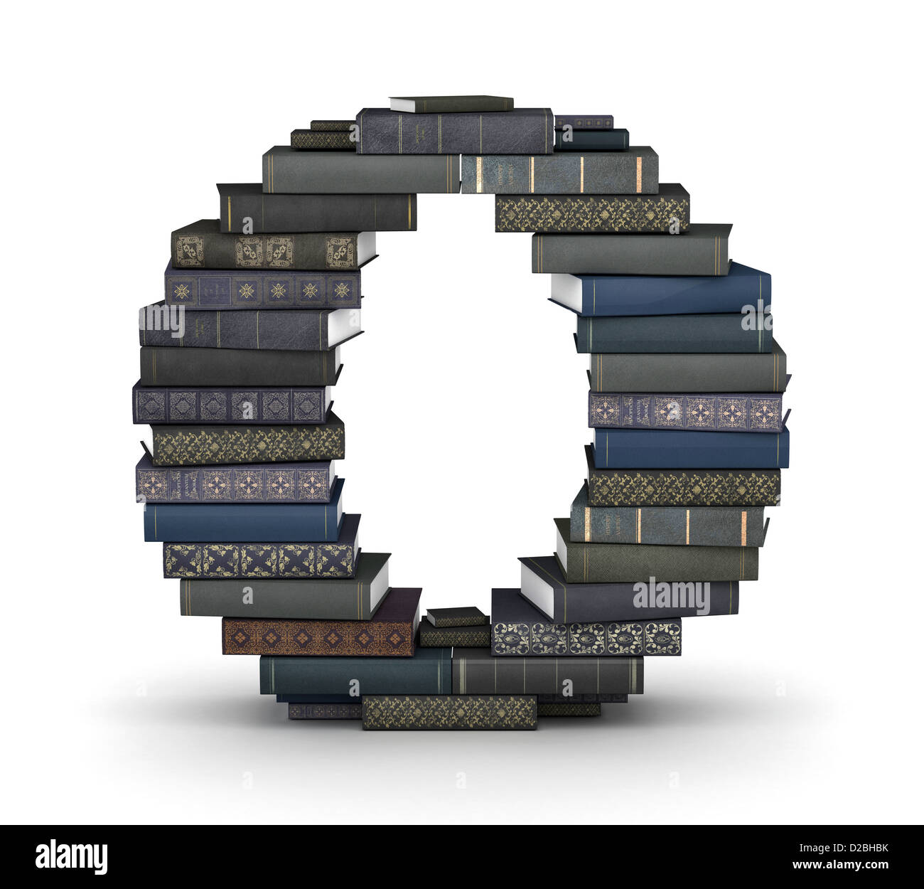 Letter O, stacked from many books in pile Stock Photo - Alamy