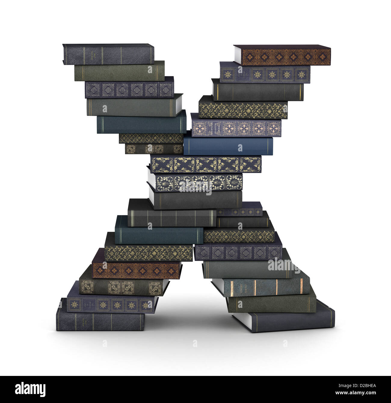 Letter X, stacked from many books in pile Stock Photo - Alamy