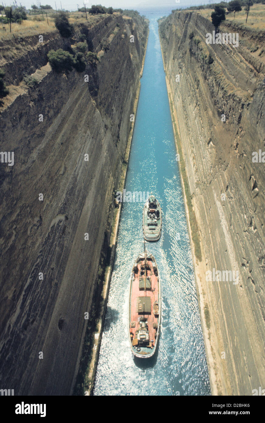 Greece, Corinth. Ship In Canal Stock Photo - Alamy