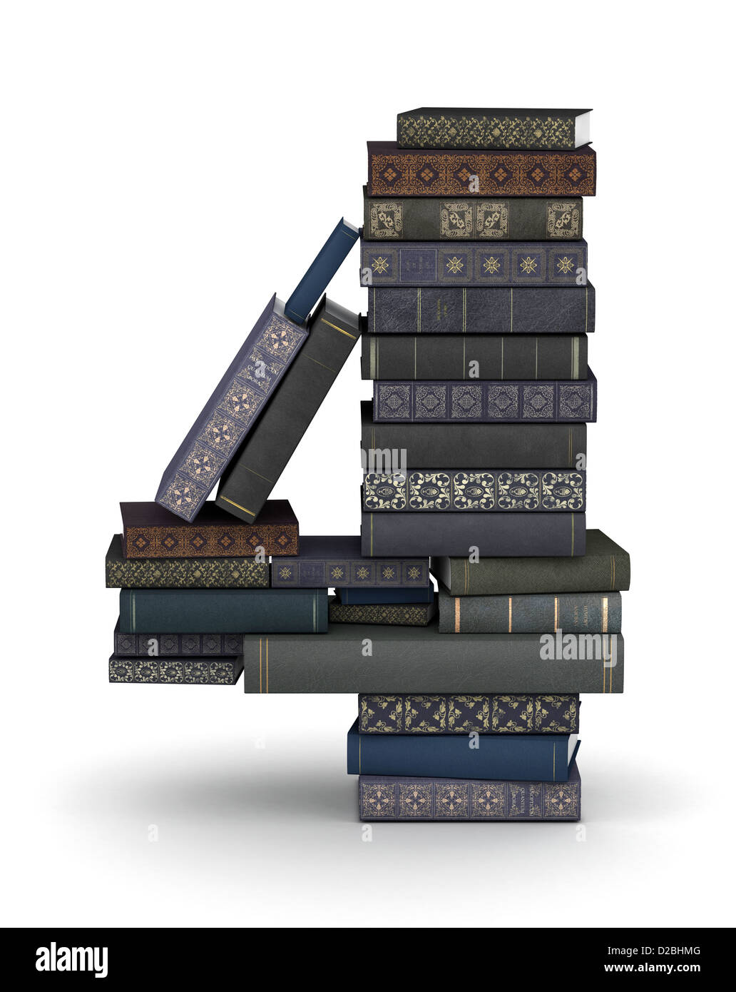 Number 4, stacked from many books in pile Stock Photo - Alamy