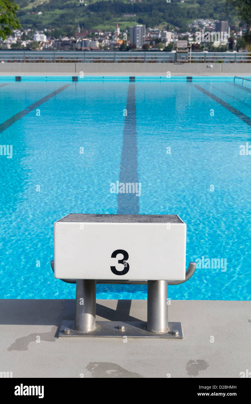Pool and starting block 3 Stock Photo - Alamy