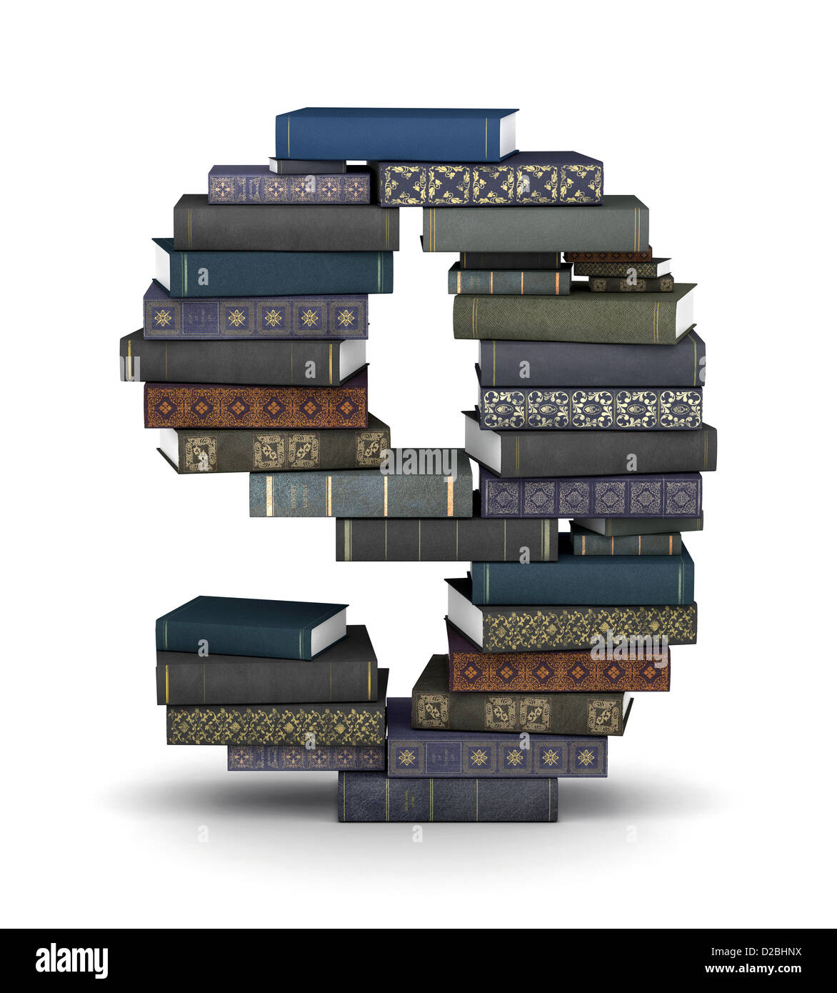 Number 9, stacked from many books in pile Stock Photo - Alamy